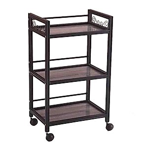 YGCBL Multifunction Portable Hand Trucks,Trolleyserving Trolley Cart Steel Pipe Board Guardrail Groove Universal Wheel Beauty Salon, Load 40 Kg, 2 Colors,Black