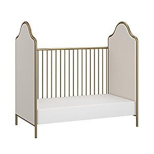 Little Seeds Piper Upholstered Metal Crib, Gold