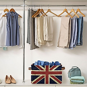 ALAZA Old Union Jack Fashion Foldable Storage Box Storage Basket Organizer Bins with Handles for Shelf Closet Living Room Bedroom Home Office 2 Pack