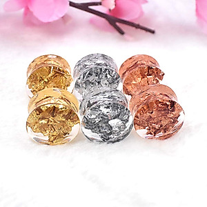 Jboyanpei 3Pairs /6pcs Shineing Metal Color Ear Gauges Tunnels and Plug Acrylic Ear Expander Studs Stretching Size 0g(8mm) to 150/127''(30mm)