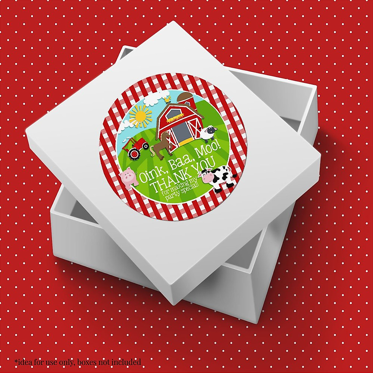 Barnyard Bash Birthday Party Sticker Labels, 40 2" Party Circle Stickers by AmandaCreation, Great for Party Favors, Envelope Seals & Goodie Bags