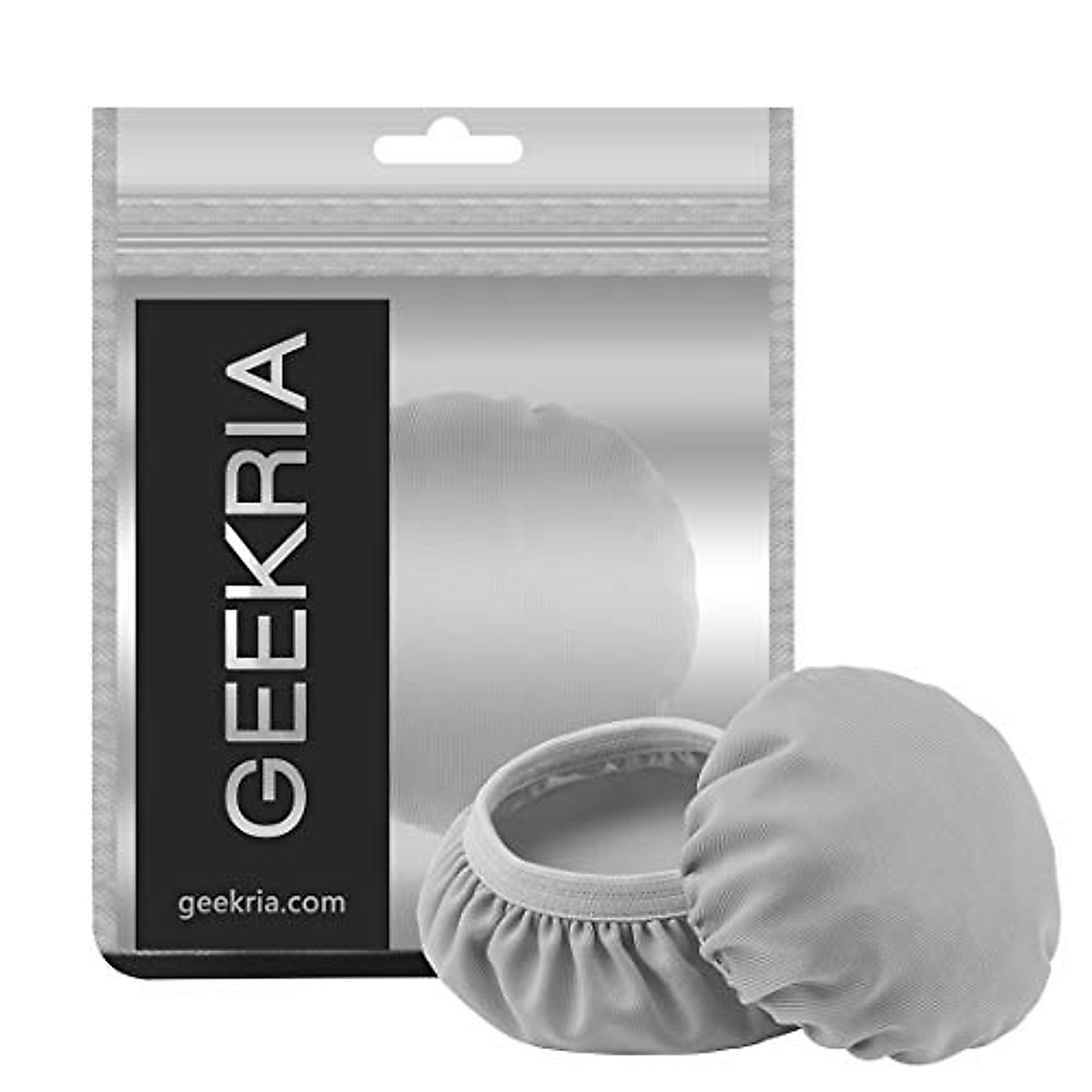 Geekria 2 Pairs Flex Fabric Headphones Ear Covers, Washable & Stretchable Sanitary Earcup Protectors for On-Ear Headset Ear Pads, Sweat Cover for Warm & Comfort (S/Grey)