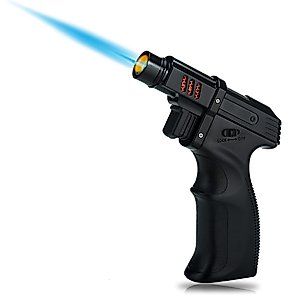 PROMISEButane Torch Lighter Gun Torch Blow Torch -Sleek Adjustable Butane Torch Adjustable Flame Lock Cooking Torch Cigar Lighter Lighter Camping Home Use Welding Chef etc (Black)