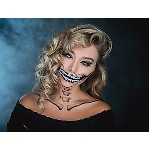 Tattoocrew 2 x Classic Skull Temporary Tattoo Halloween Costume for Men and Women, Adult, Face Sticker