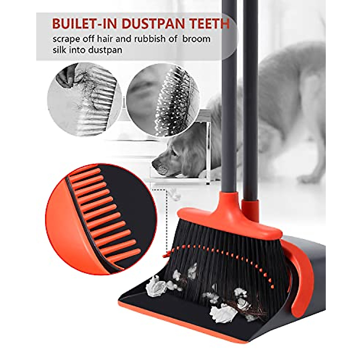 Broom and Dustpan Set for Home, Dustpan and Broom Set, Broom and Dustpan Combo for Office Home Kitchen Lobby Floor Use Dustpan Broom Set