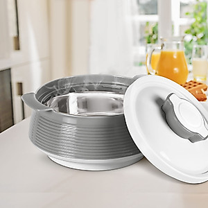Milton Casserole for Hot Food, Double Walled Insulated Inner Stainless Steel Hot Pot with Lid, Serving box for Food and Roti, Serving Bowl, Set of 3 (Size 62, 45, 28 oz) Venice, Grey
