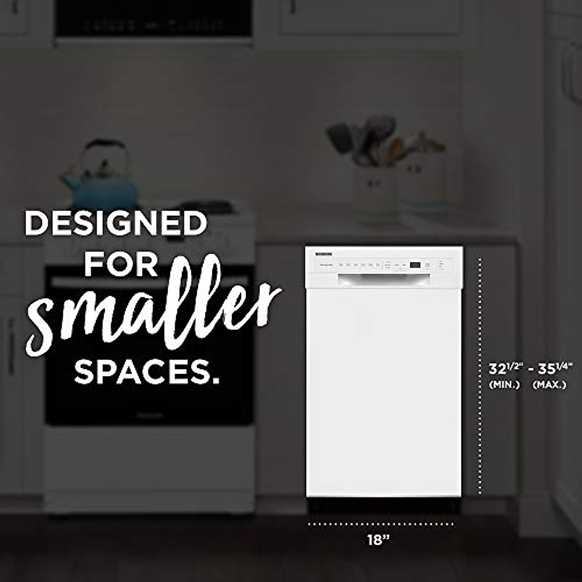 Frigidaire 18 in. ADA Compact Front Control Dishwasher in White with Dual Spray Arms, 52 dBA, includes room-of-choice delivery