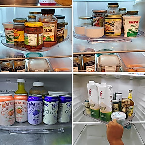 Square Lazy Susan for Refrigerator, 15.8''x 11.8'' 360° Rotate Clear Rectangular Turntable Organizer for Countertop Fridge Organizers and Storage for Kitchen,Home,Office