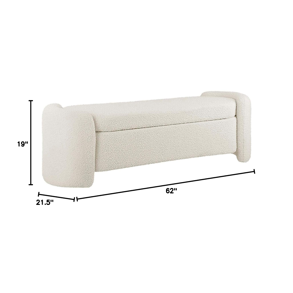 Modway Nebula Boucle Upholstered Storage Bench in Ivory