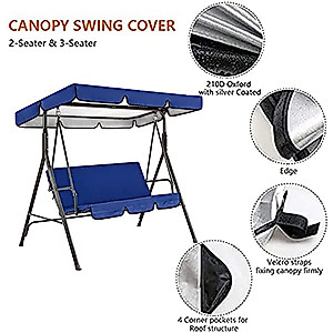Patio Swing Canopy Waterproof Top Cover Set, Courtland Swing Replacement Awning Canopy Covers for Swing Chair Glider All Weather Protection Outdoor Garden Furniture(Dark Green, Three-seater76.77in)
