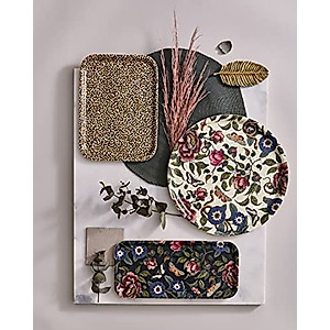 Spode Creatures of Curiosity Collection Rectangular Birch Serving Tray, Dark Floral Motif, 12.5" x 6", Platter Made of Birch Veneer, Food and Dishwasher Safe