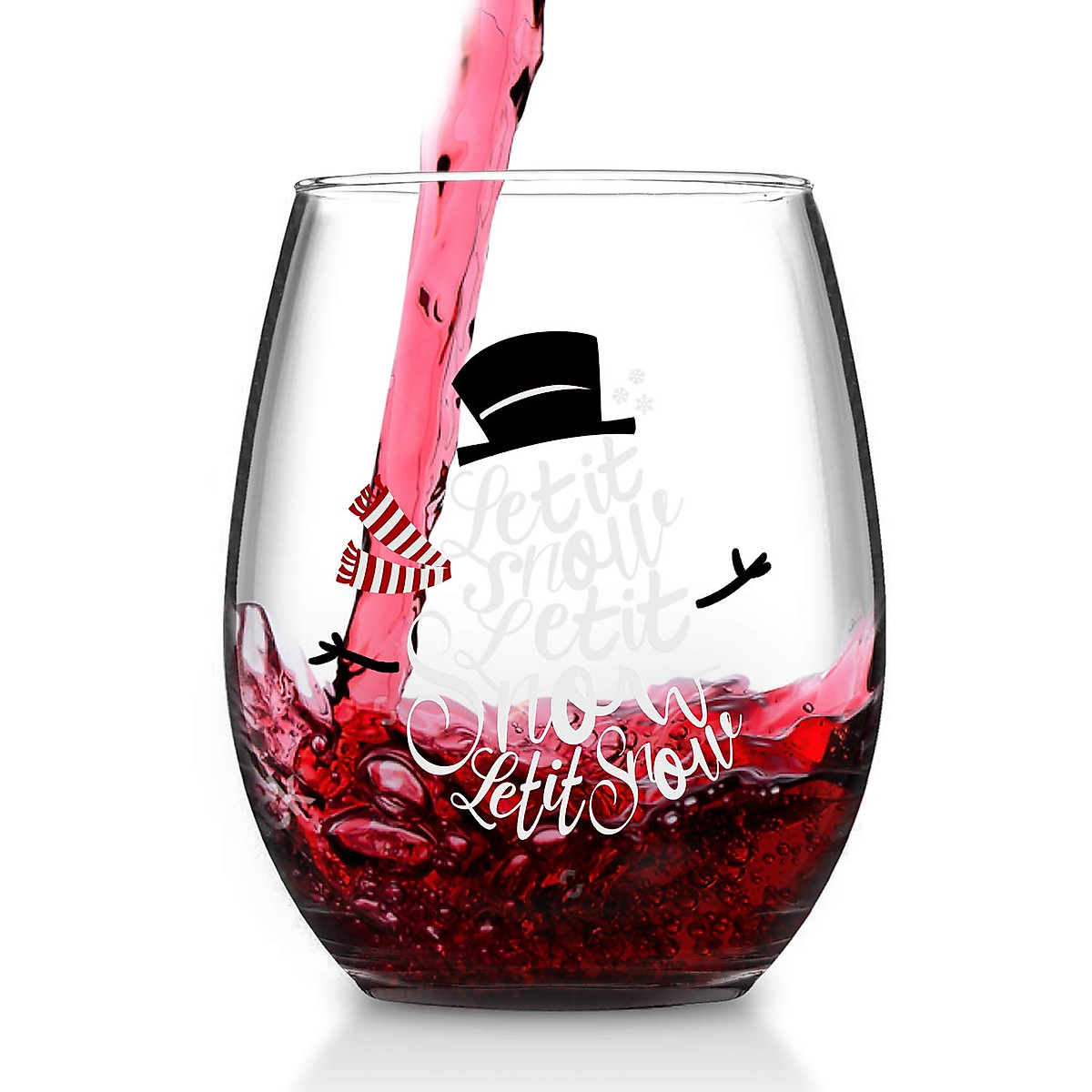 Let It Snow Christmas Wine Glass, 15 Oz Funny Stemless Wine Glasses for Women Friends Men, Gift Idea for Christmas Wedding Party, Set of 2