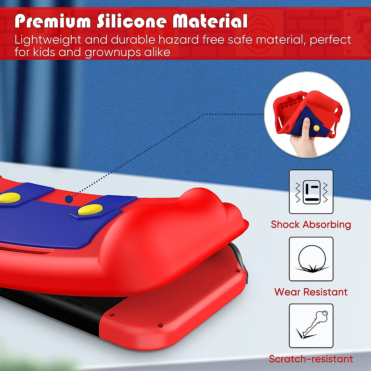 KENOBEE Silicone Case Compatible with Nintendo Switch 2017, Soft Lightweight Ergonomic Grip Protective Cover with Shock-Absorption and Anti-Scratch Design for Switch Console, Red