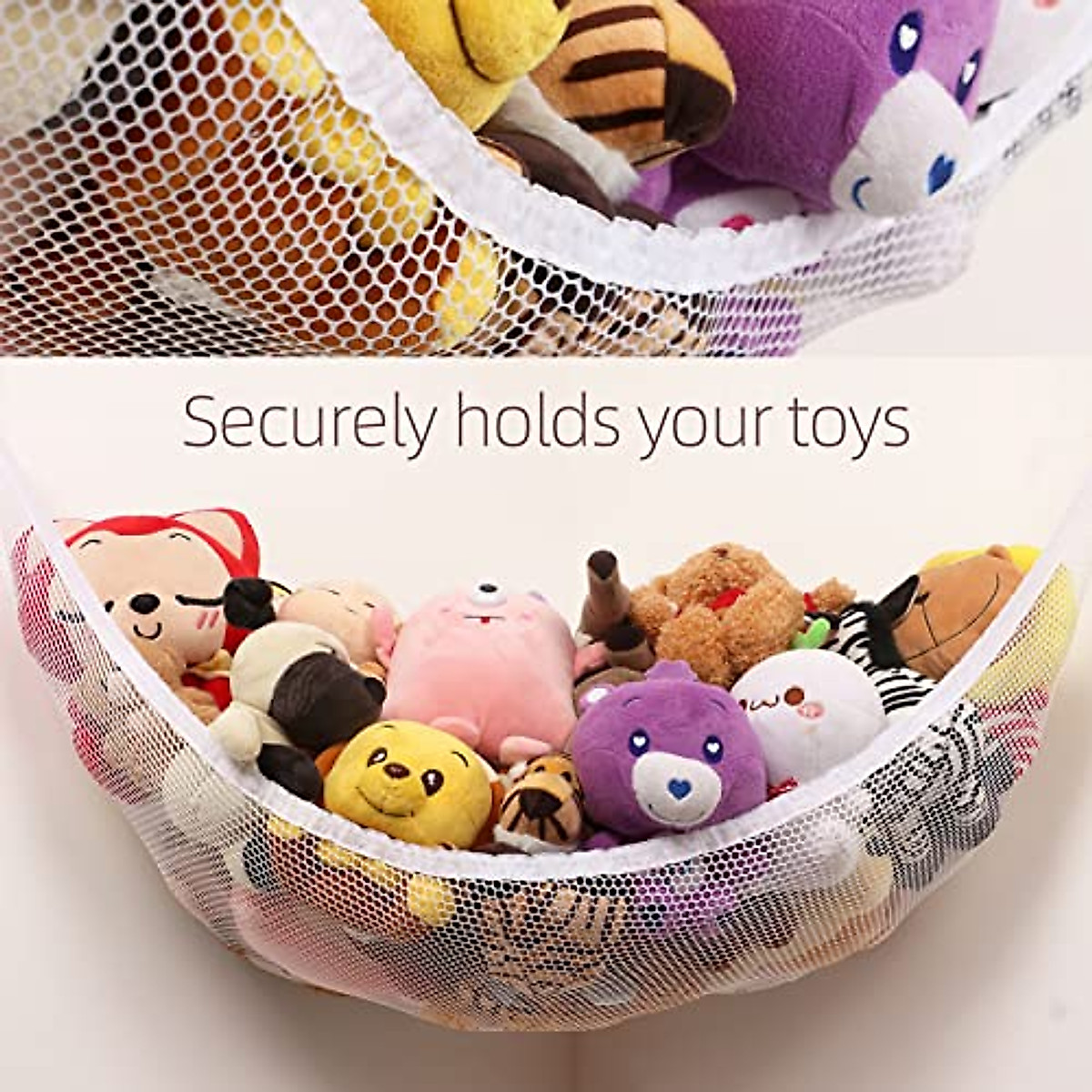 Gulisanto Stuffed Animal Net Hammock, 2 Pack, 67'' Kids Room Organizers Storage ideas for Plush Toys, Corner Wall Hanging Mesh Net for Babies Nursery