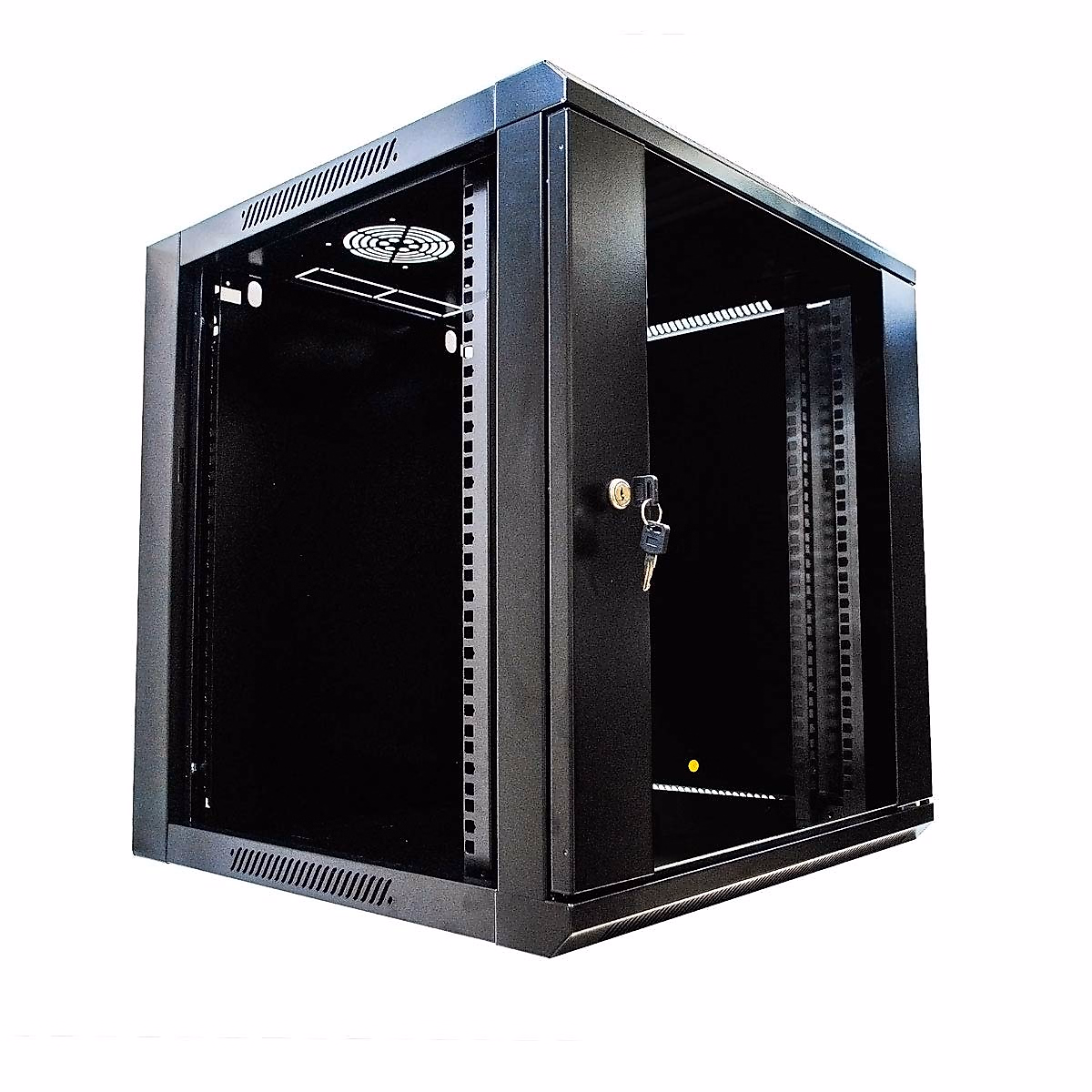 12U IT Wall Mount Cabinet 19-inch Server Network Rack Cabinet Rack Vented Enclosure Glass Locking Door 23.6 inches Depth