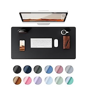 YSAGi Leather Desk Pad Protector, Office Desk Mat, Large Mouse Pad, Non-Slip PU Leather Desk Blotter, Laptop Desk Pad, Waterproof Desk Writing Pad for Office and Home (Black, 23.6" x 13.8")