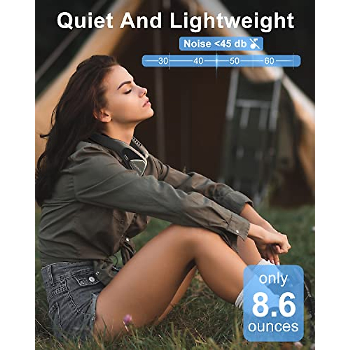 CreakStone Neck Fan Portable, Bladeless Personal Fan, Angle Adjustable, 4000mAh Rechargeable Battery Powered, Mini Small Fan 3 Speed Neck Cooler For Women Men Kids Outdoor Indoor Hands Free Travel