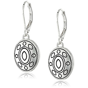 Napier Global Beat Silvertone Leverback Drop Earrings