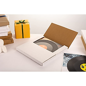 YUSHYIJIE LP Mailers 12.8"L x 12.8"W x 1"H Vinyl Record Mailing Box, White Album Shipping Boxes with Fragile Stickers, Corrugated Cardboard Box, 15 Pack