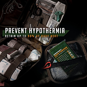 Everlit Survival Rain Poncho Emergency Mylar Space Blanket Camping Gear-Retain 90% of Body Heat Survival Gear for Survival Kits Camping Supplies Emergency Blankets