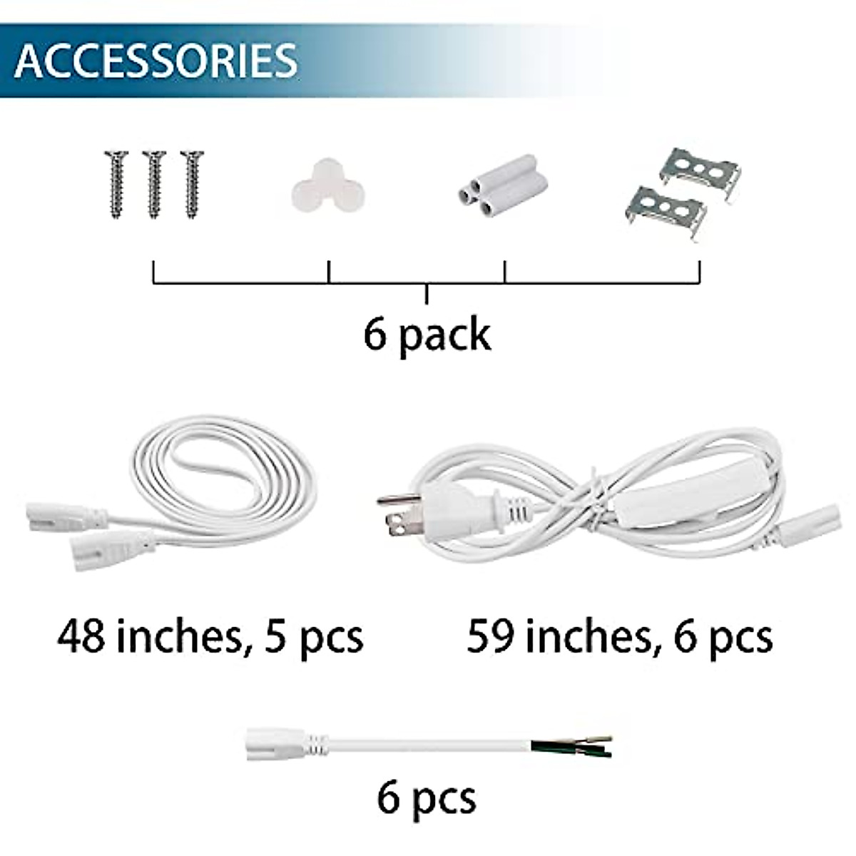 Barrina 8FT LED Shop Light, 72W 9000LM 6500K, Clear Cover Linkable LED Tube Lights, Integrated T8 Light Fixture, V Shape LED Ceiling Lights for Garage, Warehouse, Workshop, 6 Pack