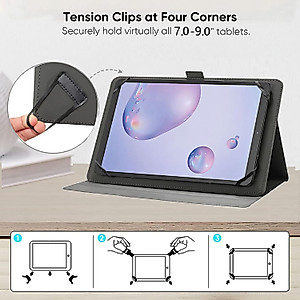 Pudazvi Universal 7.5-9.0 inch Tablet Case,360 Degree Rotatable Kickstand Multiple Viewing Stand Case Cover for 7.9" 8.0" 8.4" 8.9" inch and All 7.5-9.0 Inch Touchscreen Tablet,Flower Grass
