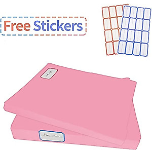 2 Pack Stretchable Book Sleeve Covers, for Paperbacks Hardcover Textbooks up to 9" x 12", Office Supplies with Free Sticker Labels (2 Pack, Pink)