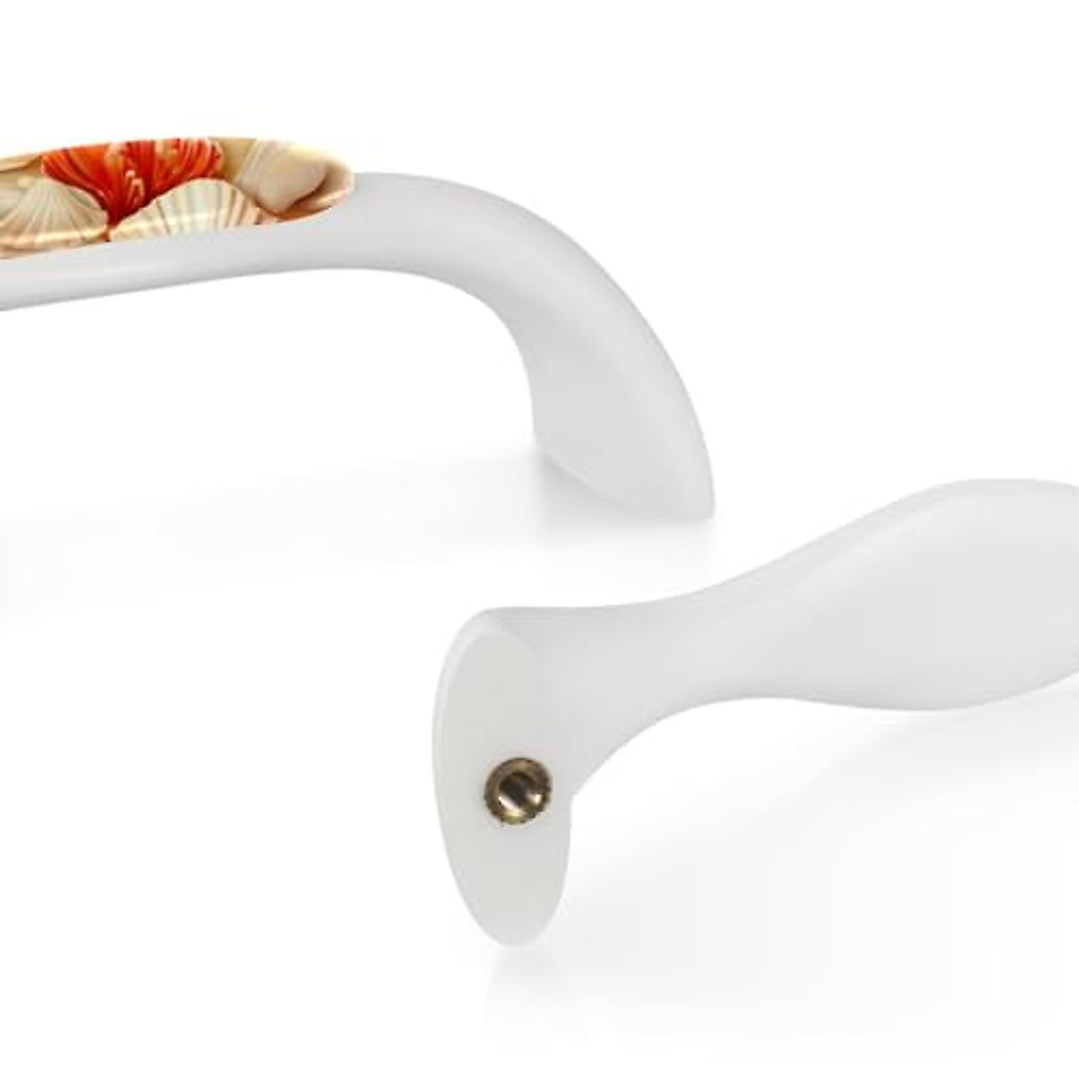 RODAILYCAY Shell 4 Packs Kitchen Drawer Pulls, Crystal Glass Cabinet Handles Pulls, Cupboard Door Knobs, Kitchen Hardware Pulls for Dresser Drawers