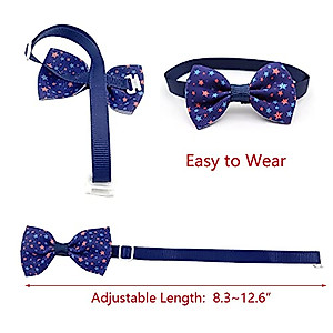 Vehomy 4th of July Pet Costume Dog American Flag Hairpin Hat Bowtie Collar and Tutu Skirt - Independence Day Pet Dog Patriotic Costume for Small Medium Dogs Cats Puppy 3Pcs