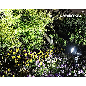 LANBITOU Solar Spotlights Outdoor,Waterproof Solar Landscape Spot Lighting for Flag Yard Wall Garden Pathway Trees Patio - White