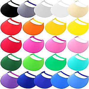 22 Pcs Adjustable Sun Visors for Women Golf Sun Visor Hat Tennis Elastic Foam Visors Bulk for Ladies Men Outdoors, 22 Solid Colors