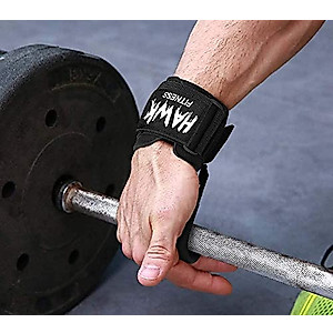 HWK Sports Weightlifting Hooks with Wrist Straps for Men & Women, Black, Padded Lifting Hooks with Heavy Duty Lifting Straps Ideal for Weightlifting, Bodybuilding & Powerlifting Weights up to 700lbs
