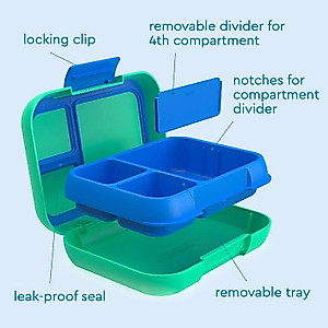 Bentgo® Pop - Bento-Style Lunch Box for Kids 8+ and Teens - Holds 5 Cups of Food with Removable Divider for 3-4 Compartments - Leak-Proof, Microwave/Dishwasher Safe, BPA-Free (Spring Green/Blue)