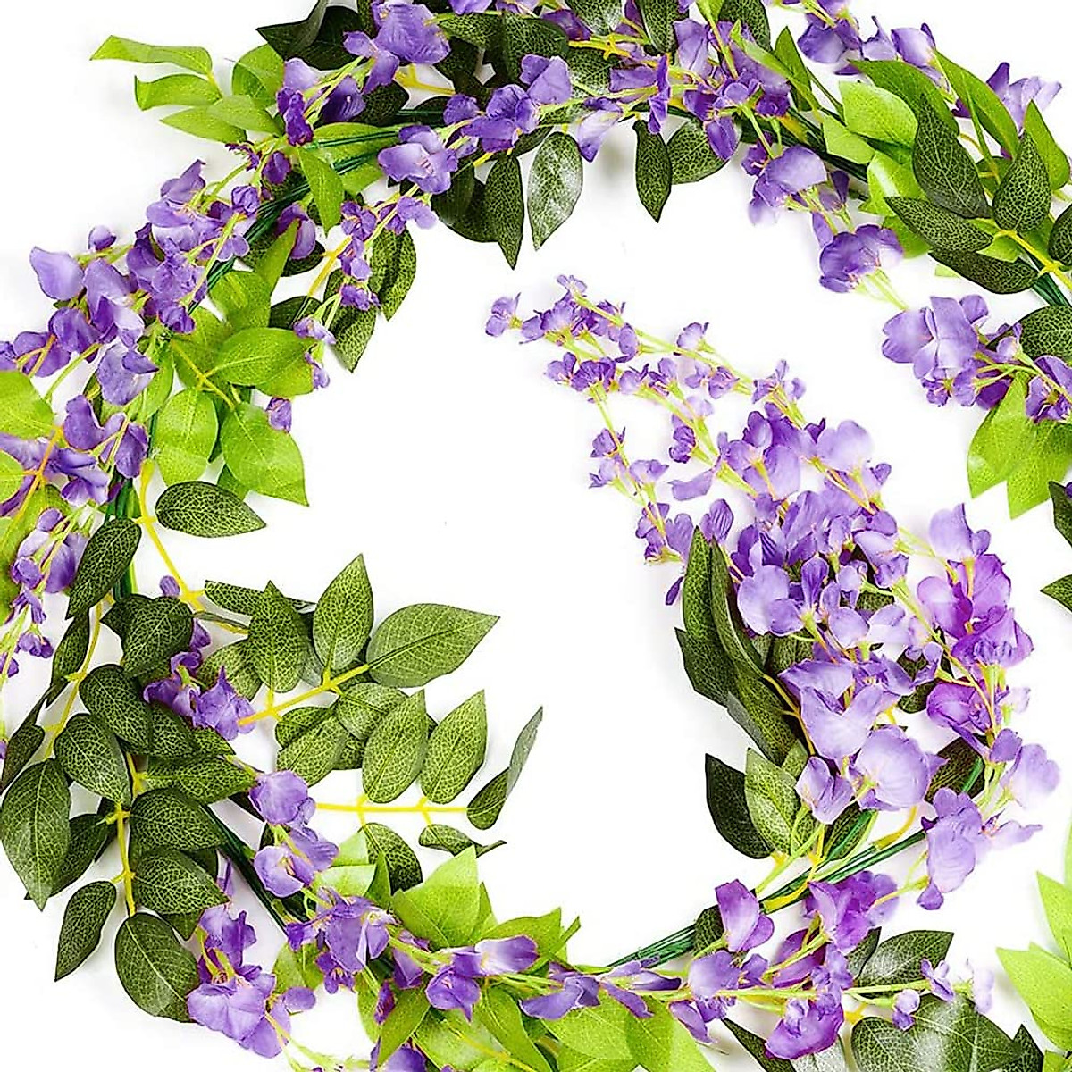 Onetoy Wisteria Garland Flower Vines Wisteria Vine Artificial Wisteria Hanging Flowers Garland - 5pcs Total 33ft (Plurple)