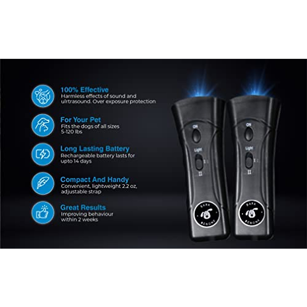 Bark Begone Dog Trainer| Anti Barking Dog Device| The Original Ultrasonic Emitter for Aggressive or Wild Dogs| No Collar Required| Lightweight, Durable| 70 ft Range| Correct Poor Behavior