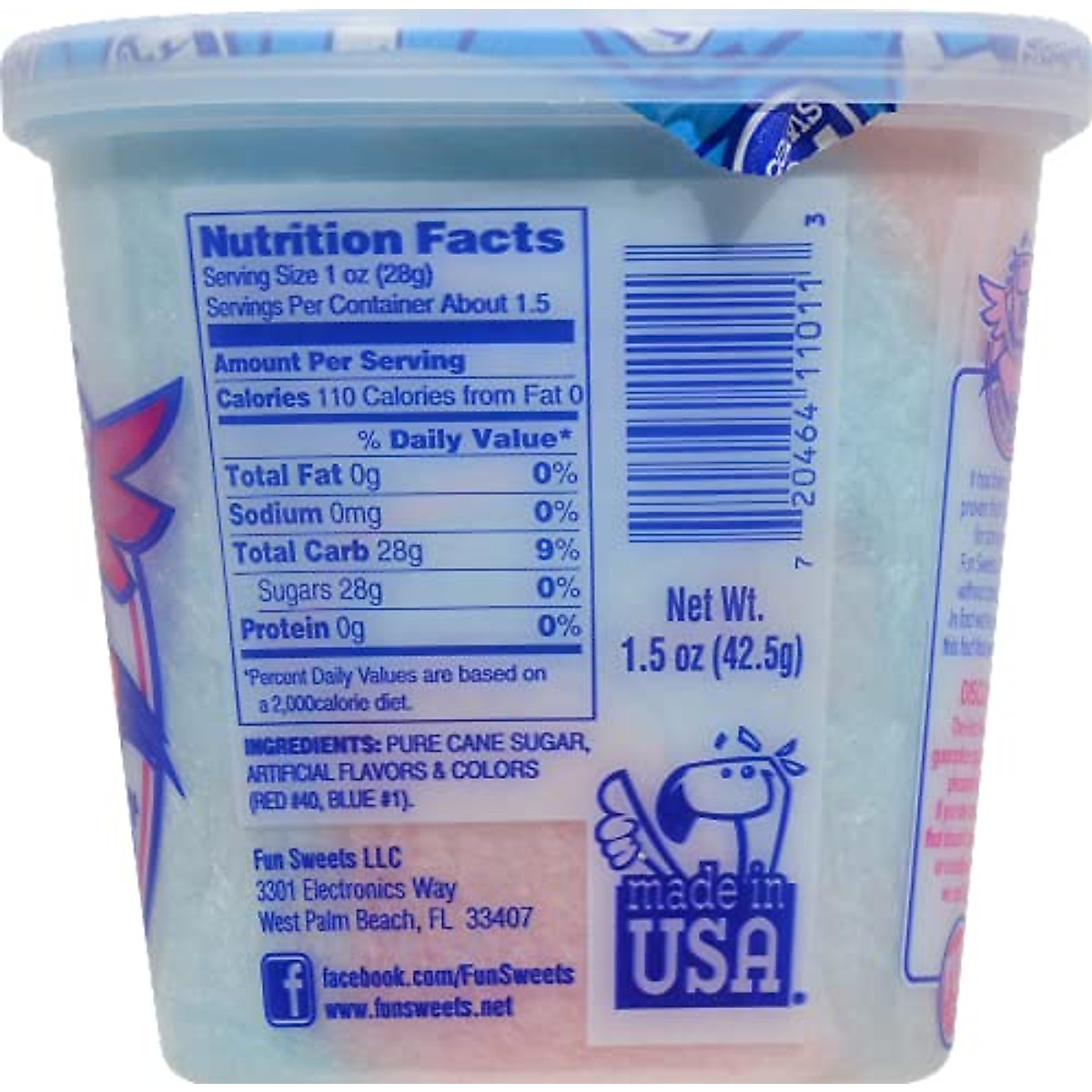 Fun Sweets Cotton Candy Classic - Cup, 1.5 Ounce, 1 Count (SUGAR CANDY - REGULAR SIZE)