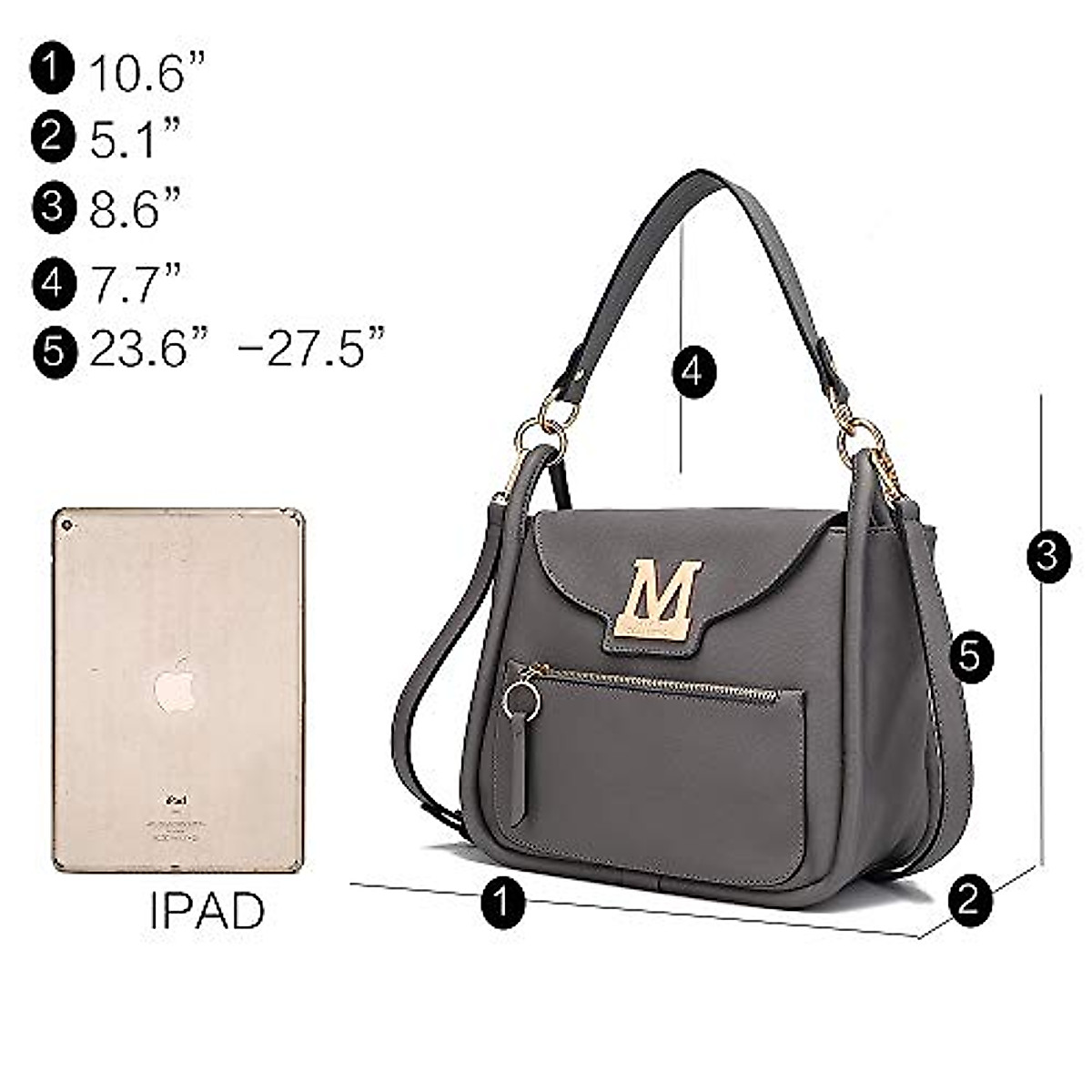 MKF Crossbody Shoulder Bag for Women – PU Leather Pocketbook Handbag – Designer Fashion Purse, Shoulder Crossover Taupe