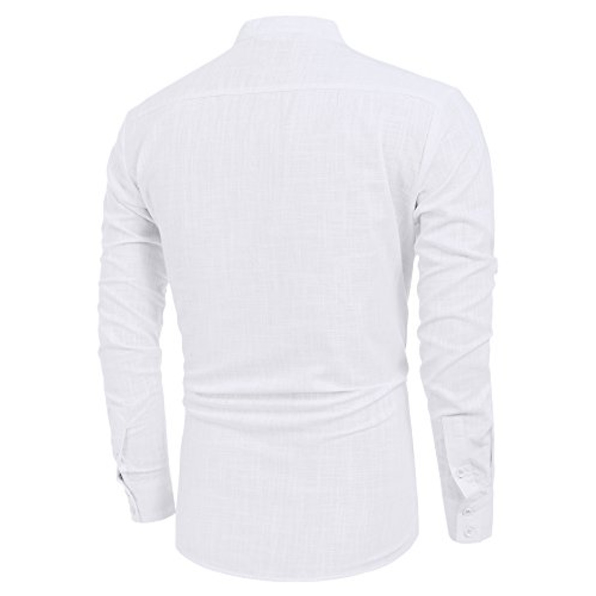 COOFANDY Men's Cotton Linen Henley Shirt Long Sleeve Hippie Casual Beach T Shirts White