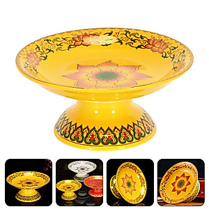 VOSAREA Buddhist Offering Plate Tall Tribute Plate Buddha Offering Tray Worship Offering Tray Offering Bowls Tibetan Temple Buddhist Food Tray Holy Water Bowl Ceramics Cake Pan Snack