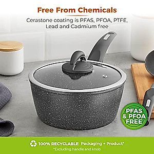 Tower Cerastone Saucepan with Easy Clean Non-Stick Ceramic Coating, 22 cm, Graphite