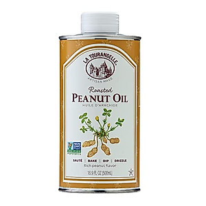 La Tourangelle, Roasted Peanut Oil, Slow Roasted Expeller-Pressed for Rich Flavor, Perfect for Cooking & Baking, Med-High Heat, Unrefined, Small Batch Production in USA, 16.9 fl oz