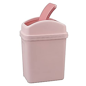 Zopnny Plastic Swing Lid Trash Can, Garbage Can with Swing-top Lid, 1-Pack, Pink