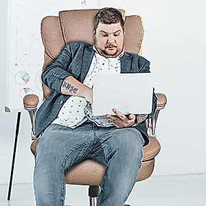 Sucrever Executive Office Chair, Big and Tall Office Chairs for Heavy People 400lbs Wide Seat, High Back Leather Office Chair Lumbar Support with Adjustable Armrests, Office Desk Chair, Brown