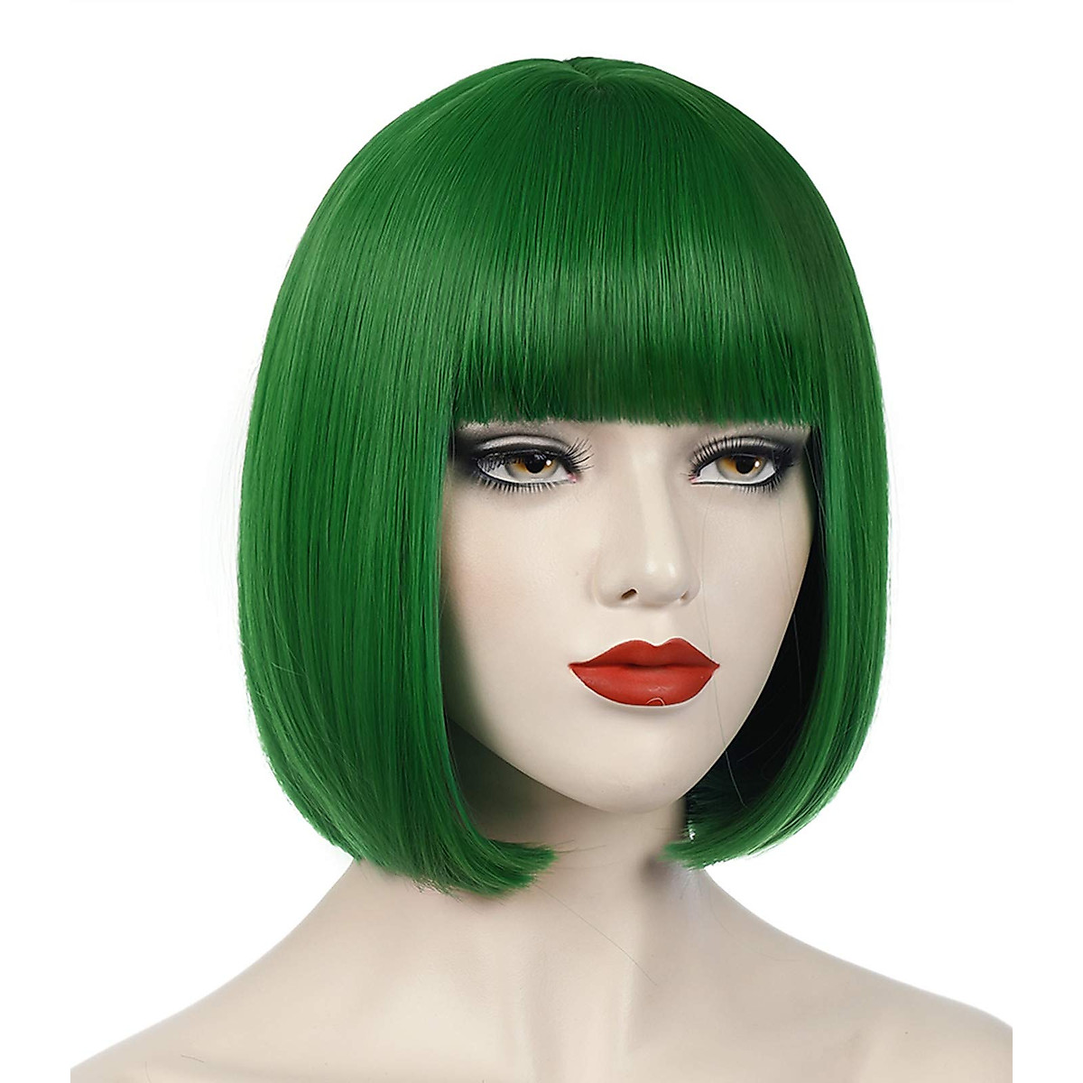 Bopocoko Green Wig Short Green Wigs for Women St Patricks Day Green Bob Wig with Bangs Natural Cute Synthetic Wigs for Halloween BU110GR