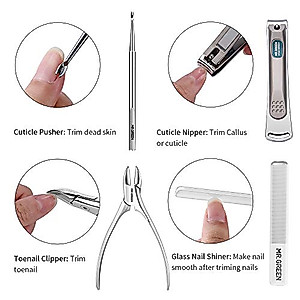 7Pcs Manicure Set, Pedicure Sets, Nail Clipper sets，Stainless Steel Professional Nail Cutter with Travel Case