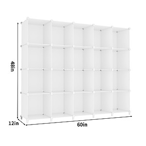 HOMIDEC 20-Cube Storage Shelf, Storage Bookcase Bookshelf with Metal Hammer, Storage Cubes Organizer Cabinet for Kids, Closet, Bedroom, Bathroom, (11.8x11.8x11.8 inch)