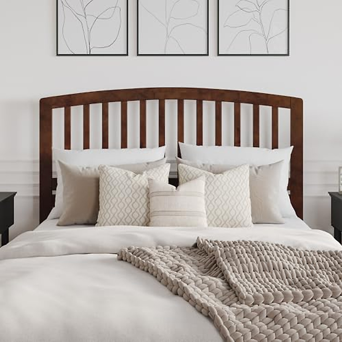 AFI Richmond Queen Size Headboard with Attachable Charger in Walnut