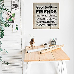 Alioyoit Retro Wood Pallet Sign Decorative Wood Craft Sign Good Friends Are Hard to Find Countryside Wood Plaque Wooden Sign Home Decor Family Sign for Beach House Gather Room