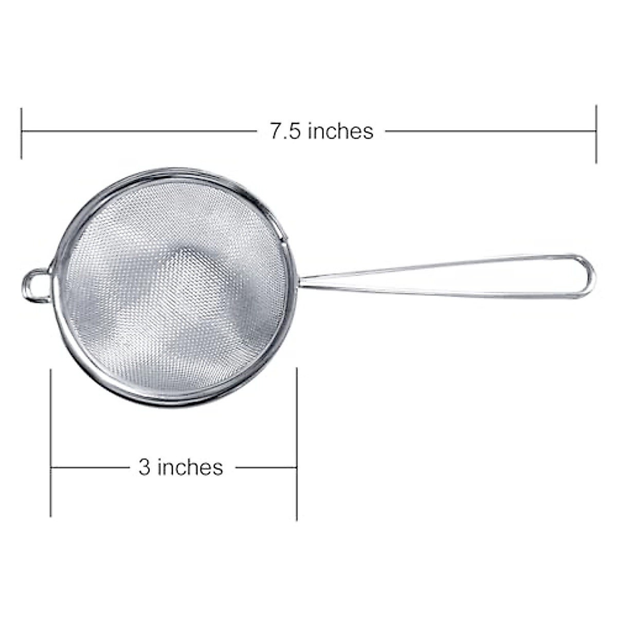 Cuisinox Fine Mesh Strainer, Stainless Steel with Handle, 3" x 8"