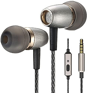 Betron in-Ear Headphones with Microphone - Extra S/M/L Noise Isolating Earbud Tips, Carry Case, Tangle-Free Cable, Wired 3.5mm Connection